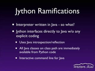 Jython Integrating Python And Java Ppt