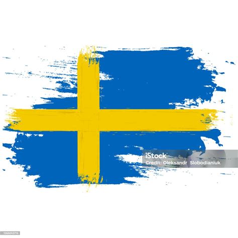 스웨덴의 국기 스웨덴의 플래그를 그린 브러시 그런지 효과와 수채화가 있는 손으로 그린 스타일 일러스트레이션 그런지 질감스웨덴의 국기 벡터 그림입니다 국가 관광명소에 대한