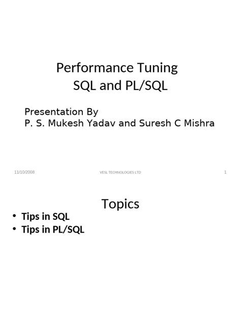 sql performance mukesh yadav pdf database index pl sql
