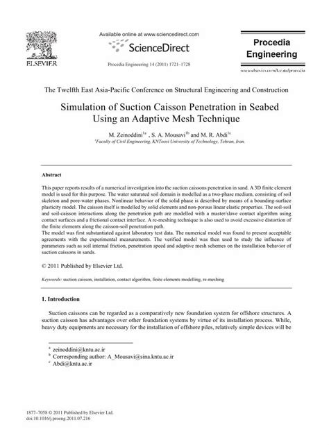 pdf simulation of suction caisson penetration in seabed using an