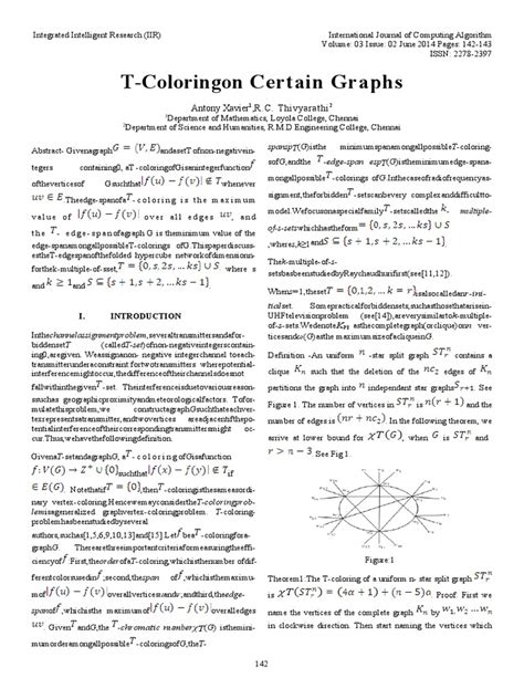T Coloringon Certain Graphs Pdf Vertex Graph Theory Graph Theory