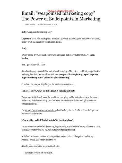 Email Weaponized Marketing Copy The Power Of Bulletpoints In