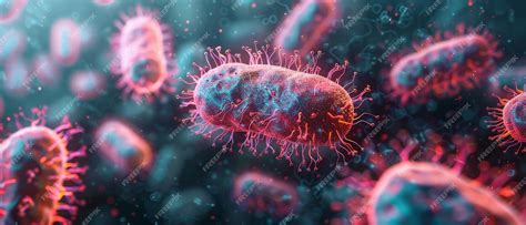 Cellule De Bactérie Dans Un Microscope Avec Interface De Technologie