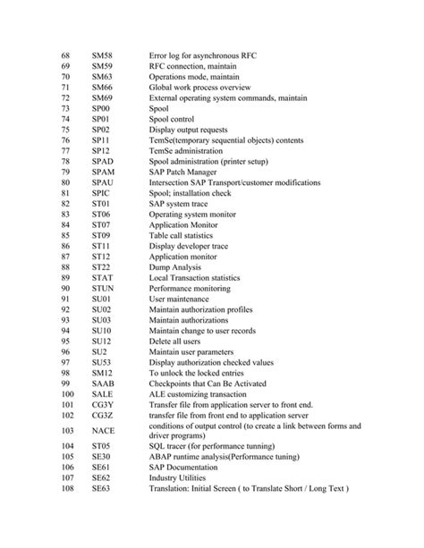 Sap Admin Tcode Doc Operating Systems Computer Software And