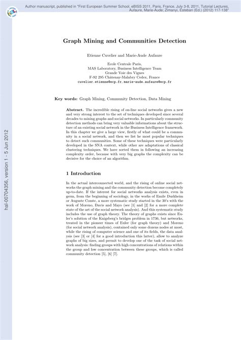 Pdf Graph Mining And Communities Detection