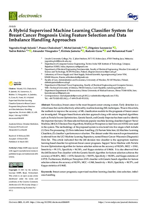 Pdf A Hybrid Supervised Machine Learning Classifier System For Breast