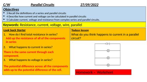 Parallel Circuits Gcse Physics Teaching Resources