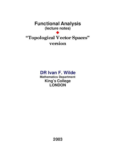 Pdf [wilde I ] Functional Analysis Topological Vector Dokumen Tips