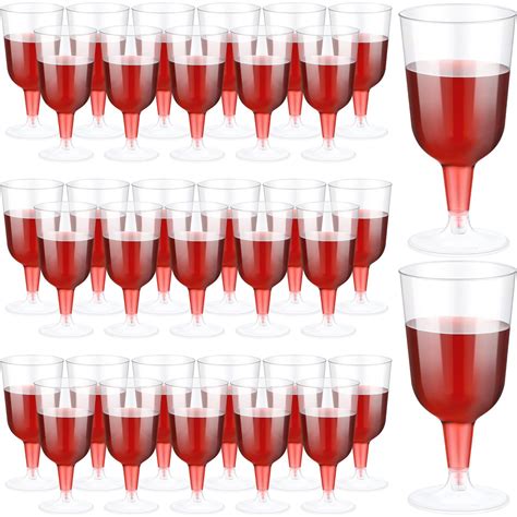 Meanplan 100 Pcs Plastic Wine Glasses With Stem 6oz Plastic Party Wine