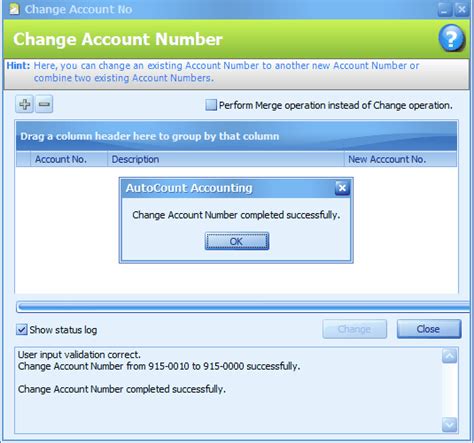 Change Account Number