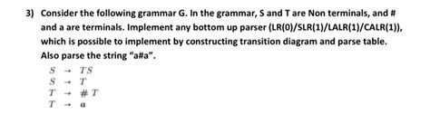 Solved 3 Consider The Following Grammar G In The Grammar