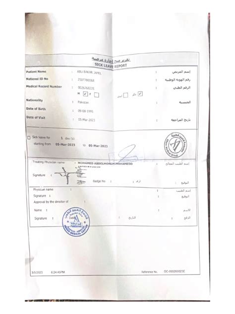 Sick Leave Report Pdf