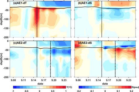 The Timeseries Of Vertical Temperature And Salinity Anomalies In The