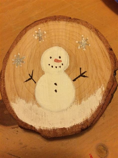 Wood Slice Snowman Christmas Ornament Craft