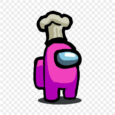 Hd Pink Among Us Character With Chef Hat On Head Png Citypng