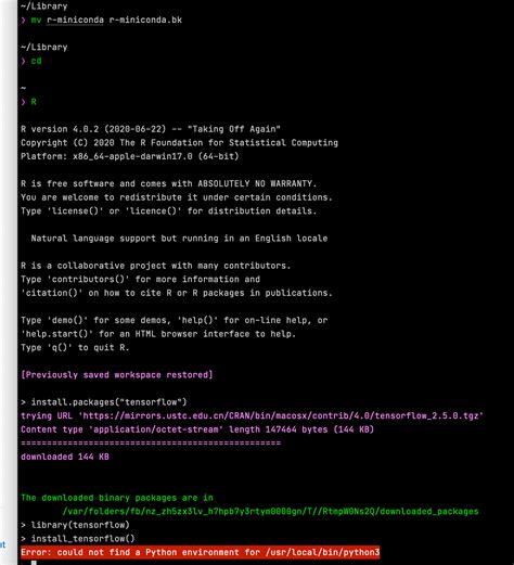 Installation Per Instruction But Got Error Issue Rstudio Tensorflow Github
