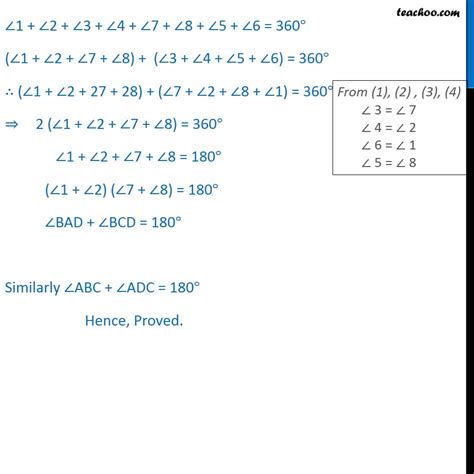 Theorem Sum Of Opposite Angles In Cyclic Quadrilateral Is