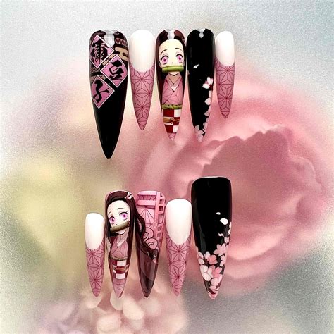 Nezuko Demonic Beauty Froni Nail Unghie Idee Unghie Idee
