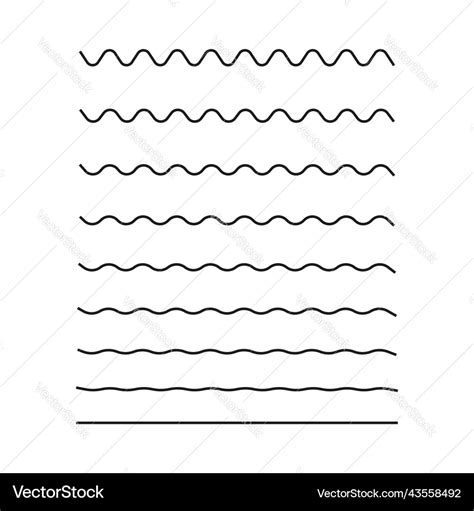 Zigzag Line Undulate Wave Wavy Curve And Squiggle Vector Image