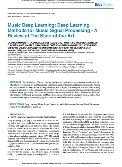 Pdf Music Deep Learning Deep Learning Methods For Music Signal