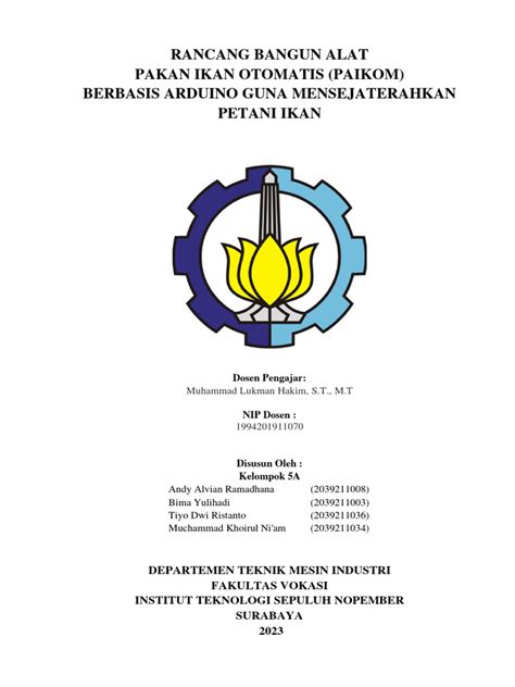 Kelompok 5 Perancang Alat Pakan Ikan Otomatis Paikom Berbasis Arduino Guna Mensejaterahkan