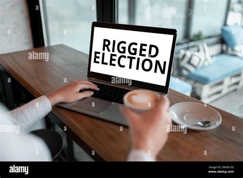 Text Caption Presenting Rigged Election Word Written On Manage