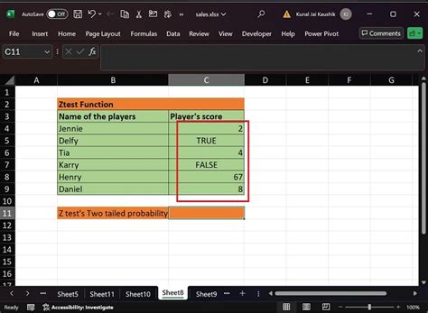 Excel Ztest Function