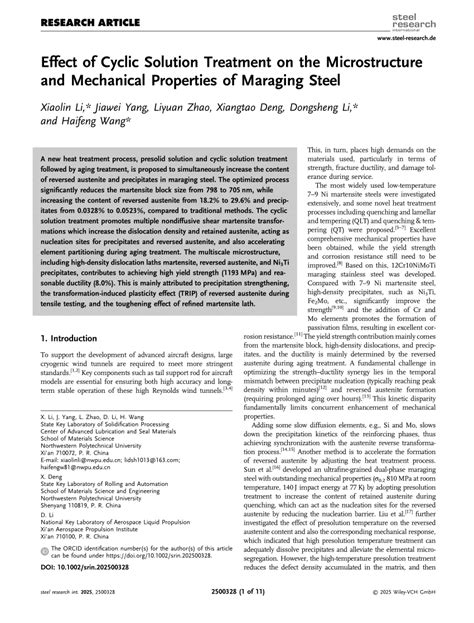 Effect Of Cyclic Solution Treatment On The Microstructure And