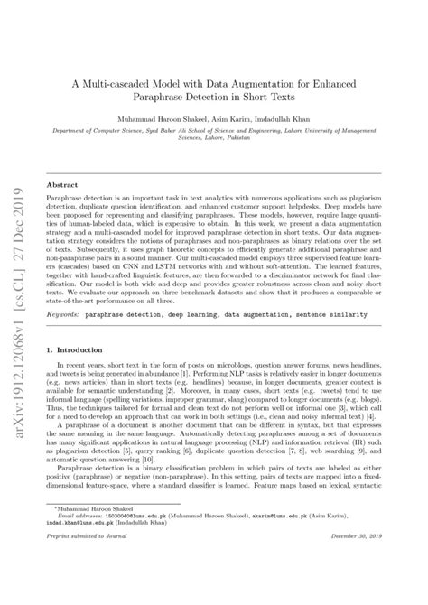 A Multi Cascaded Model With Data Augmentation For Enhanced Paraphrase Detection In Short Texts