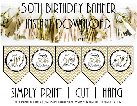 Free Printable 50th Birthday Banner