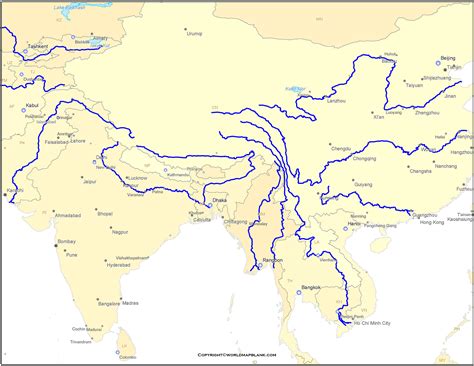 Blank Asia River Map