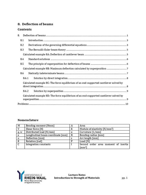 Revised 8 Deflection Of Beams 1 Pdf Bending Beam Structure