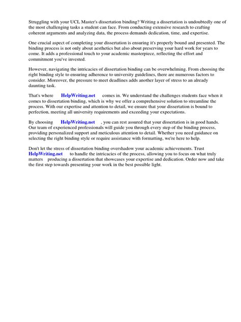 Ucl Masters Dissertation Binding Pdf Thesis Bookbinding