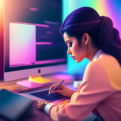 Lexica Woman Programming On Her Laptop Coding Aesthetic Pastel Colors Aesthetic Highly