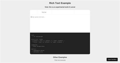 Lexical Rich Text Example Codesandbox