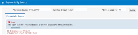 Error When Generating Report Unsupported Output Format Xlsx — Cloud