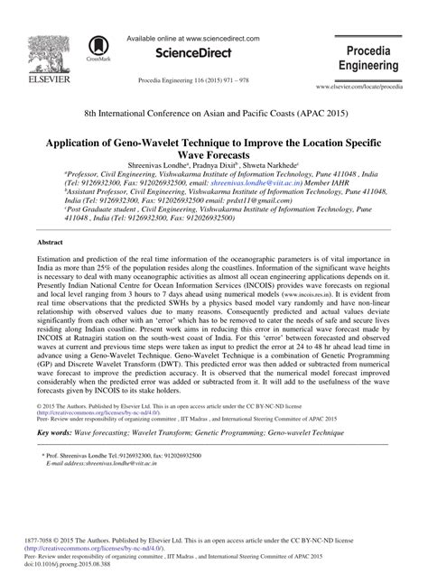 Pdf Application Of Geno Wavelet Technique To Improve The Location