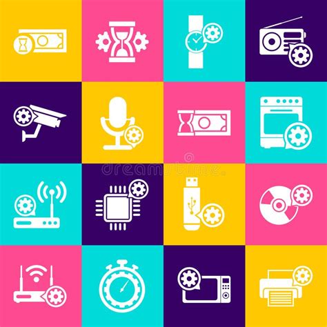 Set Printer Setting Cd Or Dvd Disk Oven Wrist Watch Microphone And