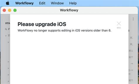 workflowy mac os app thinks it s on ios macbook air m1 big sur up to date anyone else