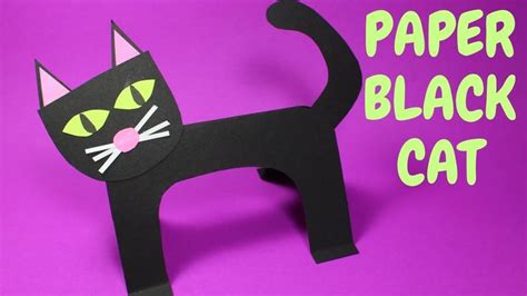 How To Make A Paper Black Cat Halloween Crafts Cat Template Black