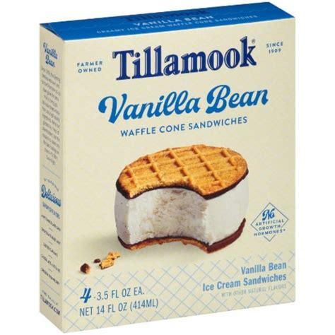 Tillamook® Vanilla Bean Waffle Cone Ice Cream Sandwiches 4 Ct Fred Meyer