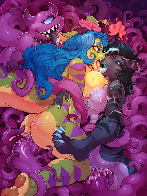 Rule 34 1monster 2girls Absurd Res Anthro Areolae Ass Black Hair