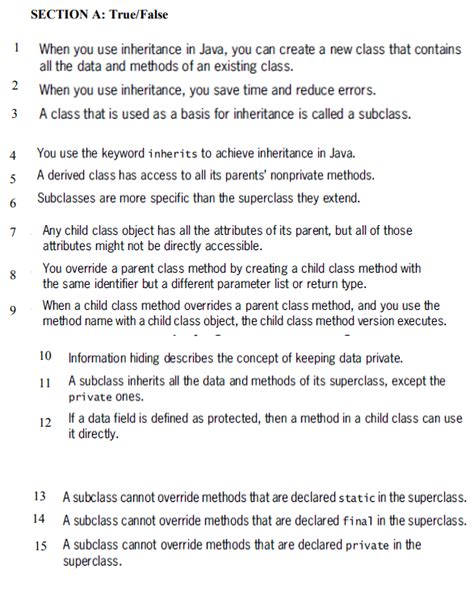 Solved Section A True False 1 When You Use Inheritance In