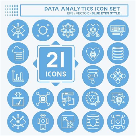 Data Analytics Icon Set Suitable For Data Analytics Symbol Blue Eyes Style Simple Design