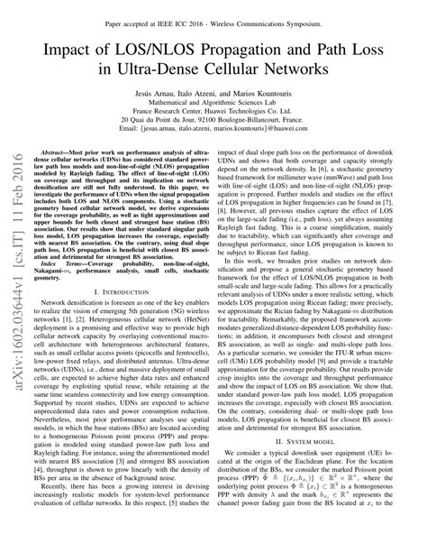 Pdf Impact Of Losnlos Propagation And Path Loss In Ultra Dense Cellular Networks