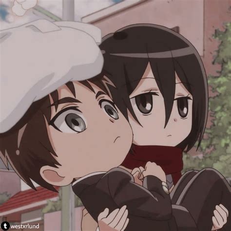 Two Anime Characters Are Hugging Each Other In Front Of A Building With