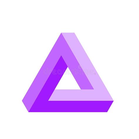 Penrose Triangle Icon In Violet Geometric 3d Object Optical Illusion Stock Vector