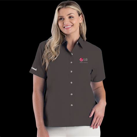 Ladies Ss Superblend Poplin Shirt With Bone Buttons B2b Primary Image