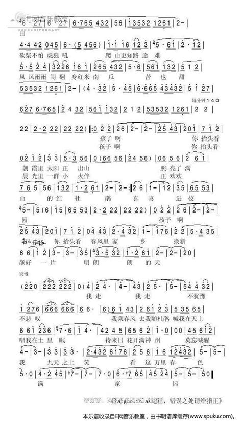 万里春色满家园 彭丽媛 歌剧 党的女儿 选曲 歌谱 简谱