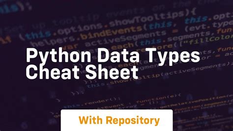 Python Data Types Cheat Sheet
